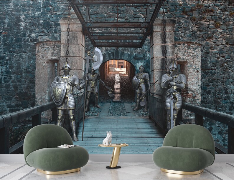 Old Castle Wallpaper Wall Mural Castle Guard Wallpaper Peel - Etsy