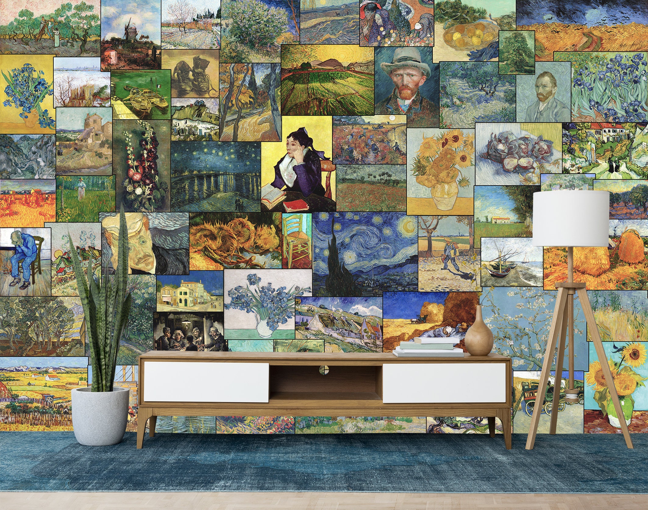 Vincent Van Gogh Collage Wallpaper Reproduction Wall Mural - Etsy