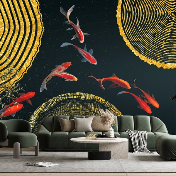 Koi Mural Wallpaper - Etsy