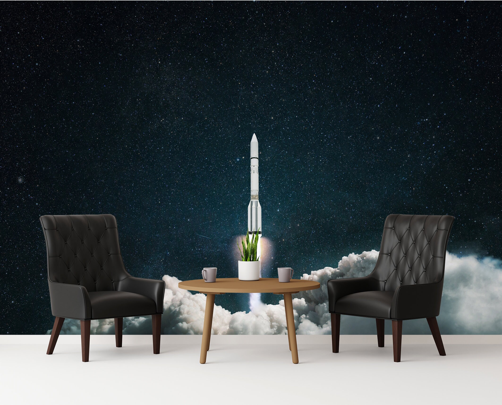 Rocket Mural Print Wallpaper Peel and Stick Stars in Space Decor Art ...