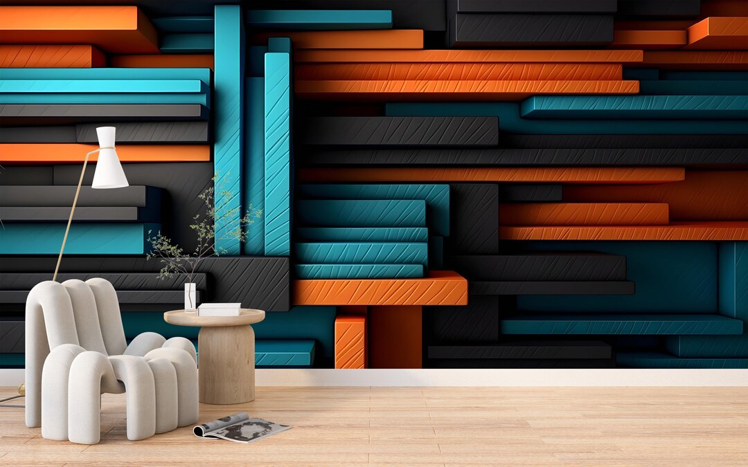 Abstract Cubism Wallpaper Wall Mural Geometric Peel & Stick Art ...