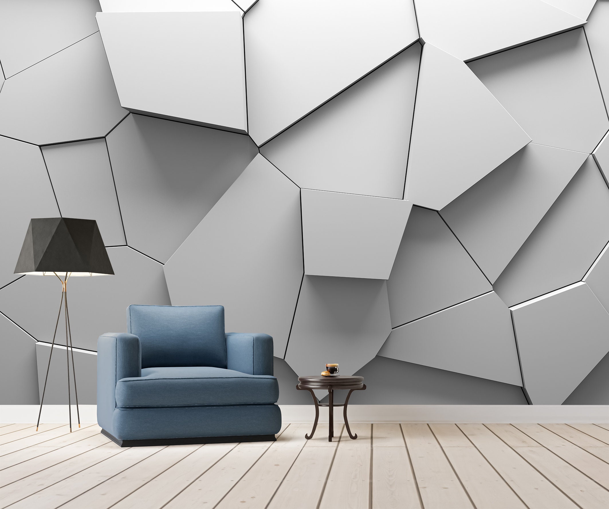 Geometric Abstract Wallpaper Gaming Wall Mural Textured Peel - Etsy