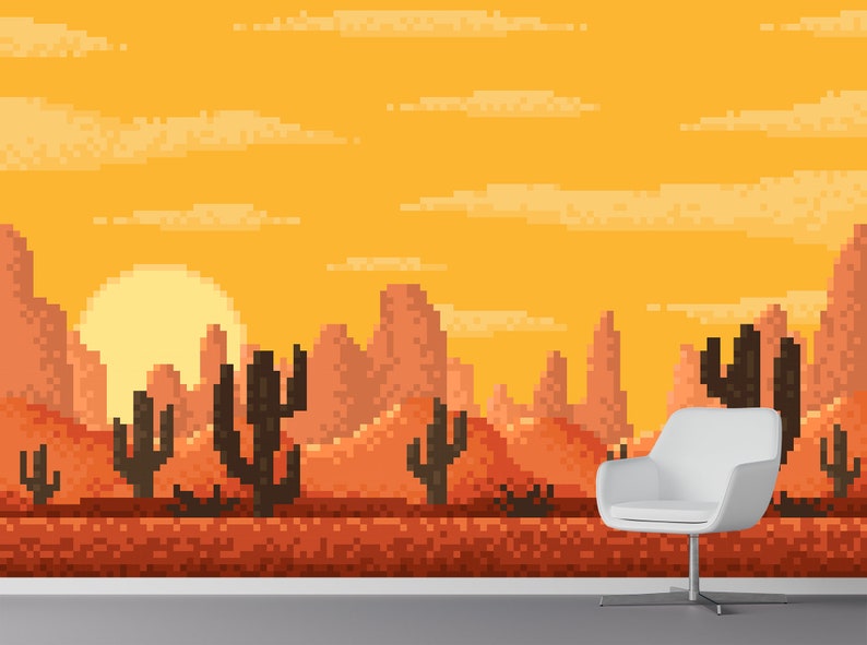 Pixel Gaming Wallpaper 8 Bit Pixel Game Wall Mural Textured - Etsy Ireland