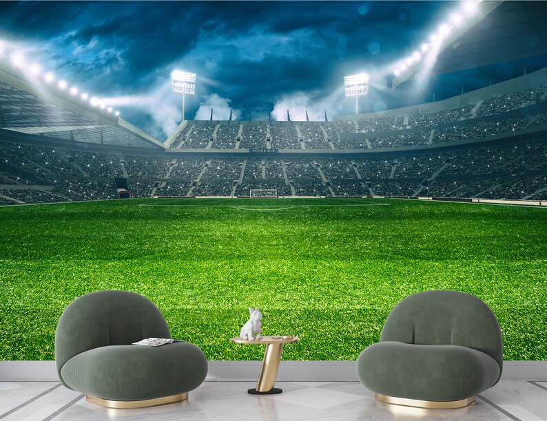 Football Stadium Mural Pich Sport Wallpaper Peel and Stick Mural Art ...