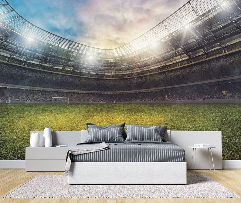 Football Stadium Mural Pitch Sport Wallpaper Textured Peel and Stick ...