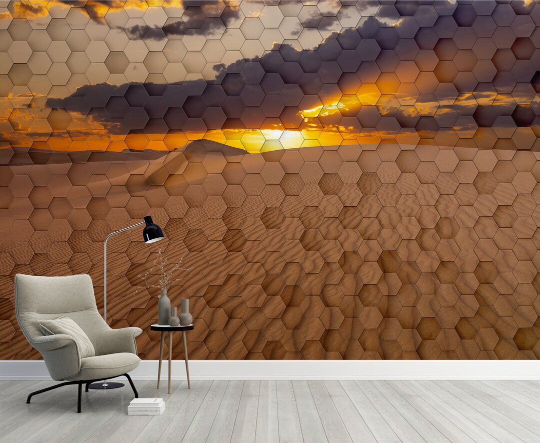 Sahara Desert Wallpaper Hexagon Mural Peel and Stick Desert - Etsy
