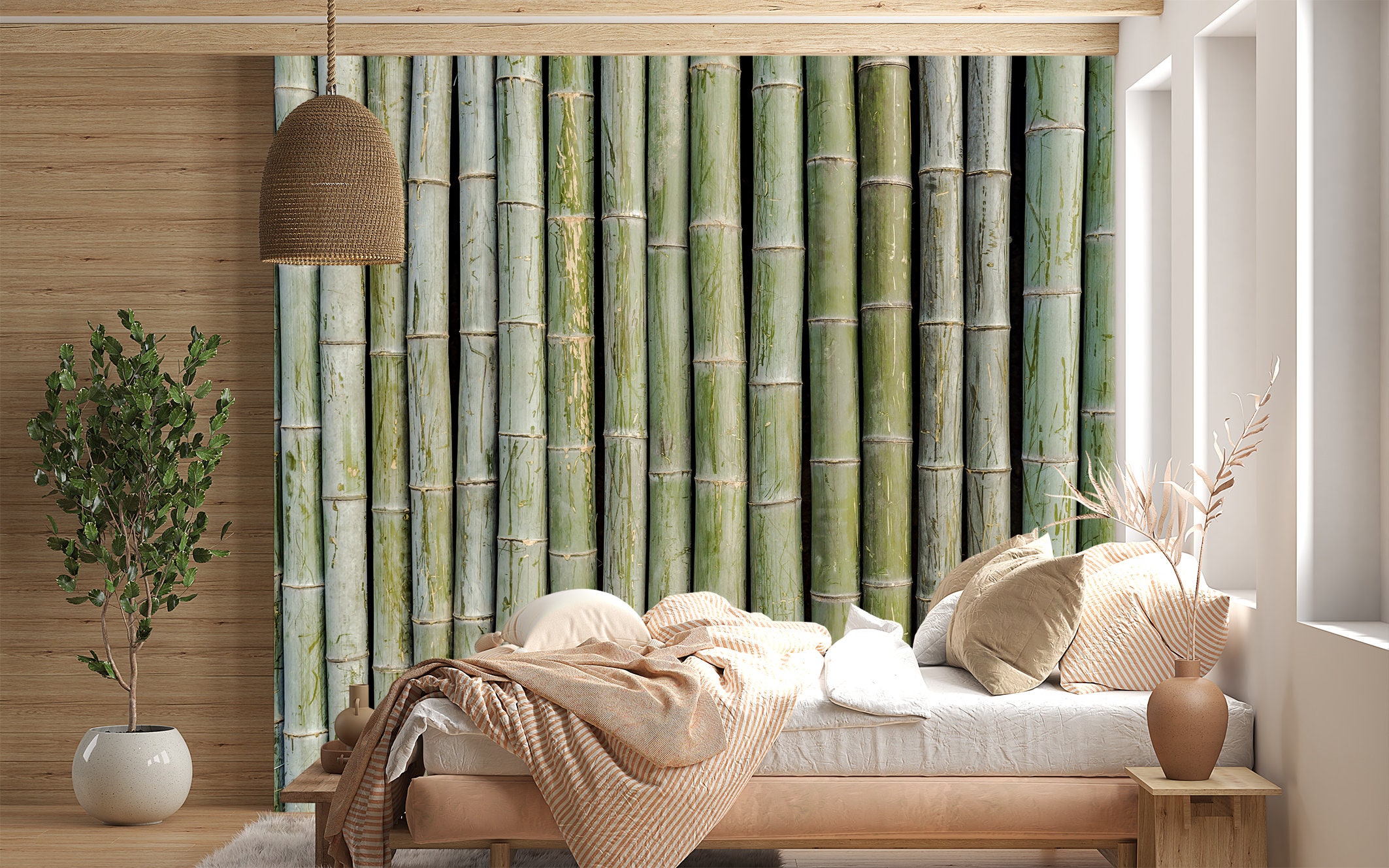 Bamboo Forest Wall Mural Nature Landscape Print Wallpaper Textured Peel ...