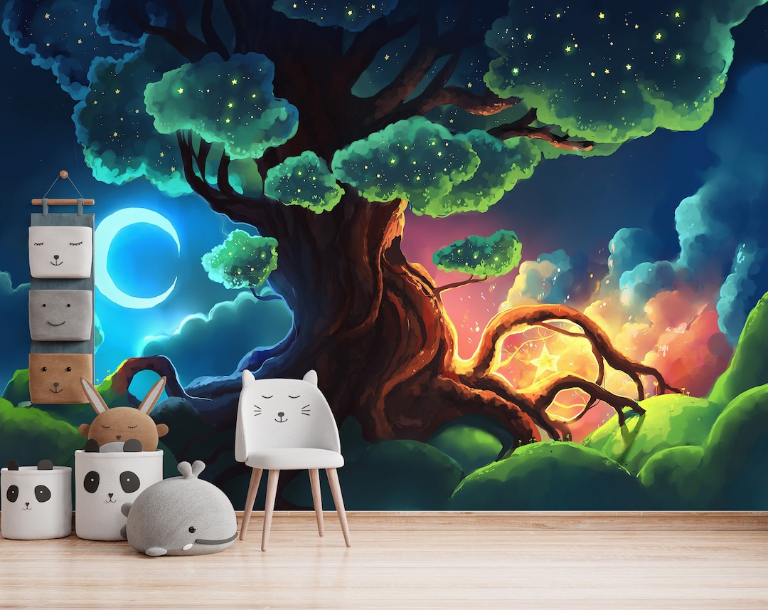 Magic Tree Wallpaper Kids Room Baby Wallpaper Print Peel and Stick ...