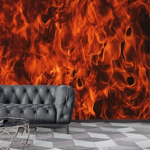 Flame Wall Mural Wall Decor Abstract Flame Wall Art Peel and Stick Fire ...