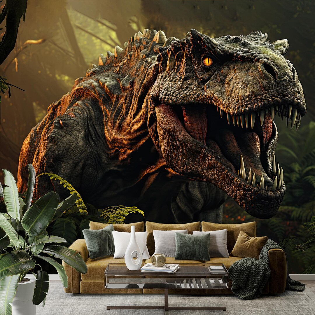 Dangerous T Rex Dinosaur Wallpaper Boy Room Wall Mural Peel and Stick ...
