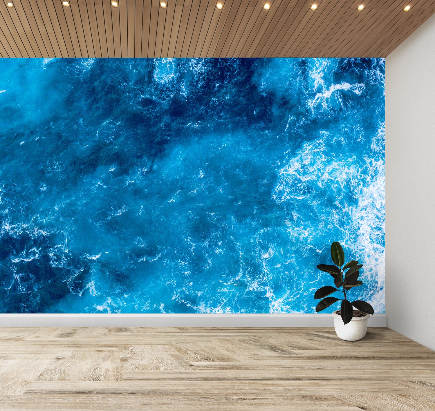 Ocean Wallpaper Crystal Blue Ocean Waves Wall Mural Textured - Etsy Canada