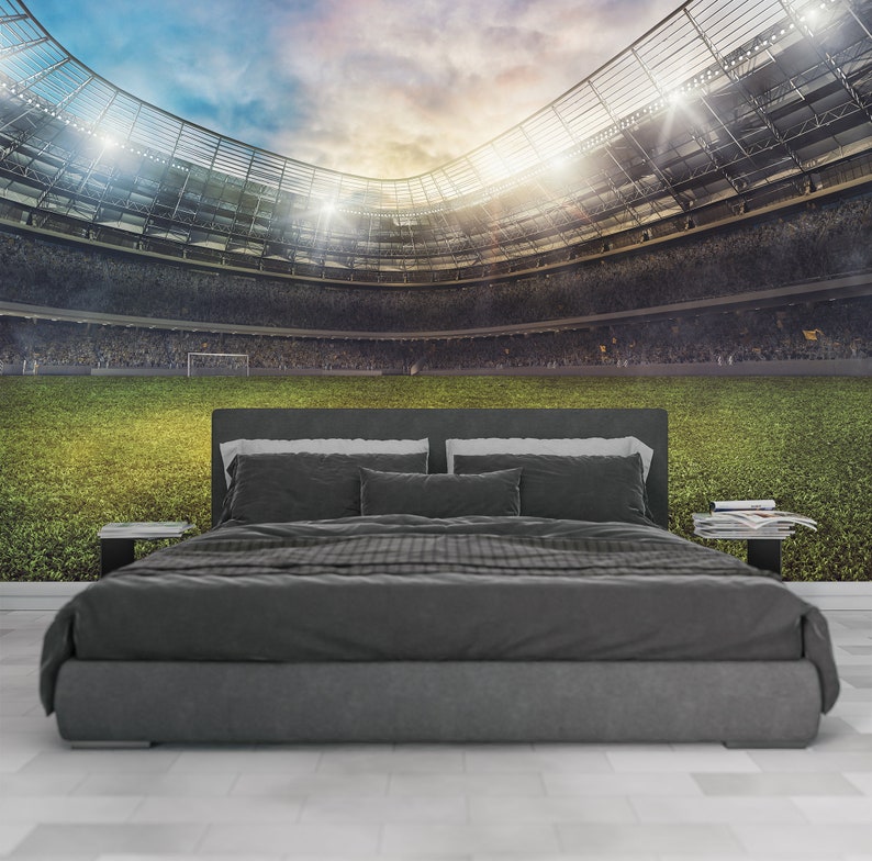 Football Stadium Mural Pitch Sport Wallpaper Textured Peel and Stick ...