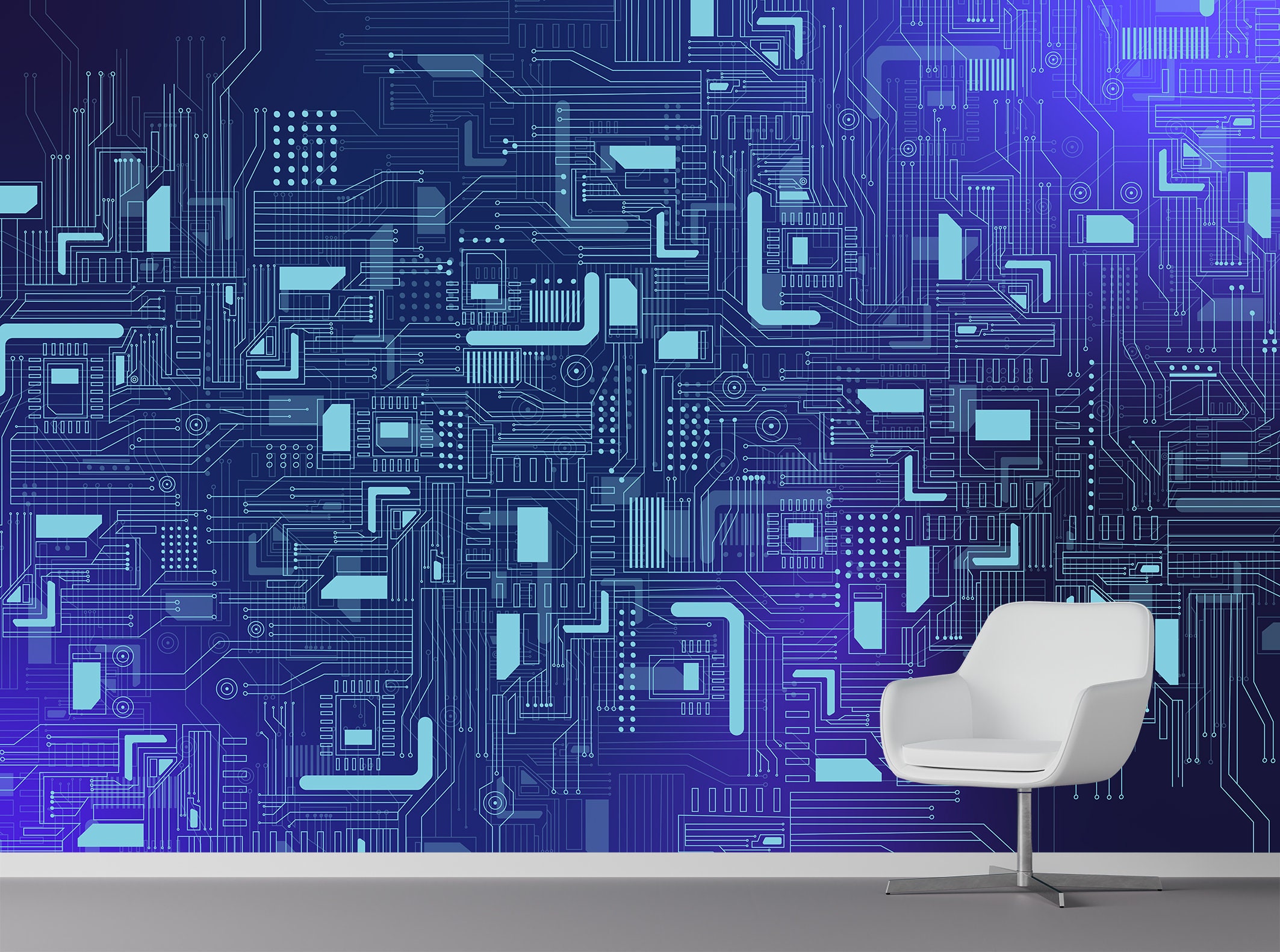 Electronic Board Wallpaper Mural Peel and Stick Realistic Blue - Etsy