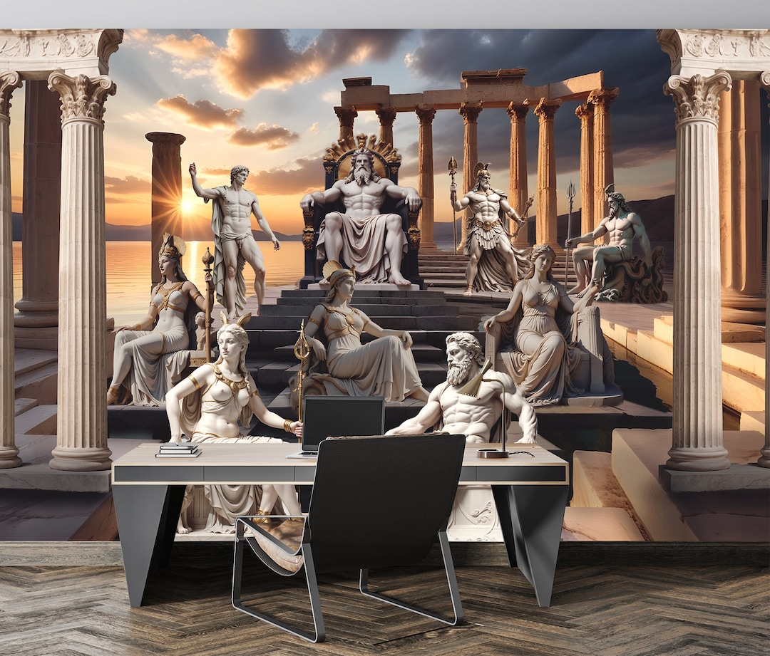 Ancient Greek Statues Wallpaper Mural – Vintage Architecture Vinyl ...