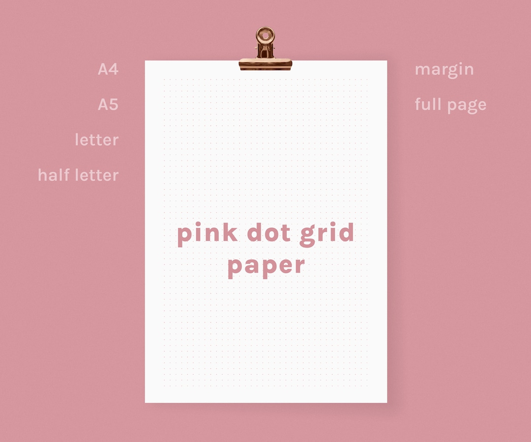 Printable Pink Dot Grid Paper, Dot Sheet Printable, Journal Template ...
