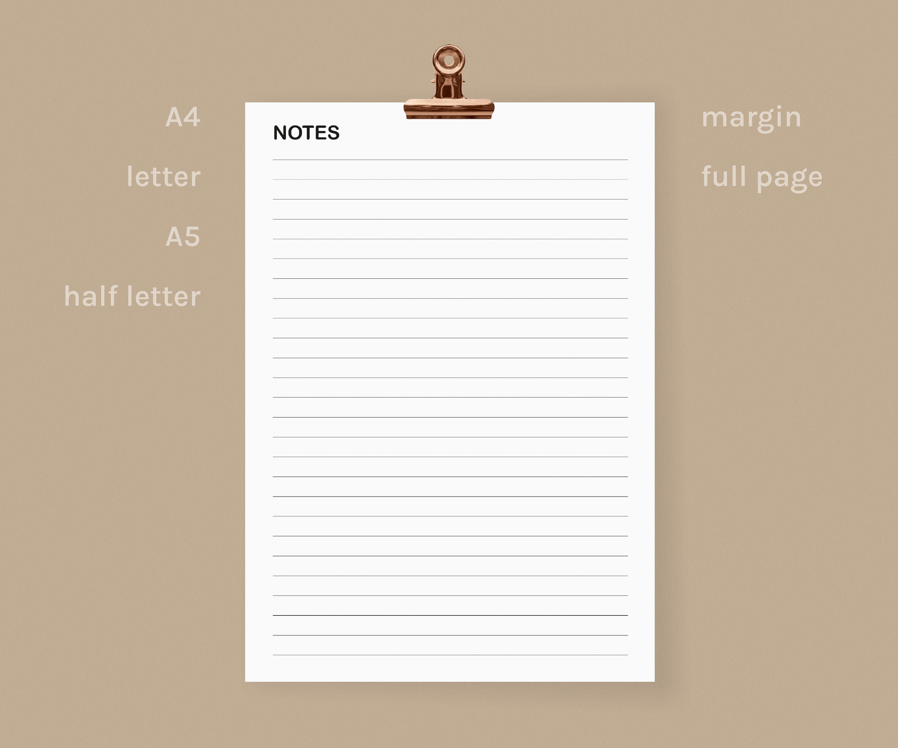 Notes Paper Printable, Lined Note Page, Notes Planner Insert, Study ...