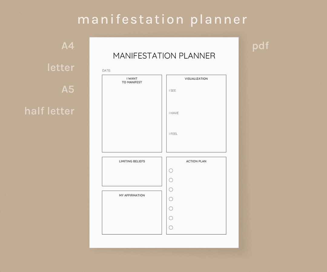 Printable Manifestation Planner | Minimalist Law of Attraction ...
