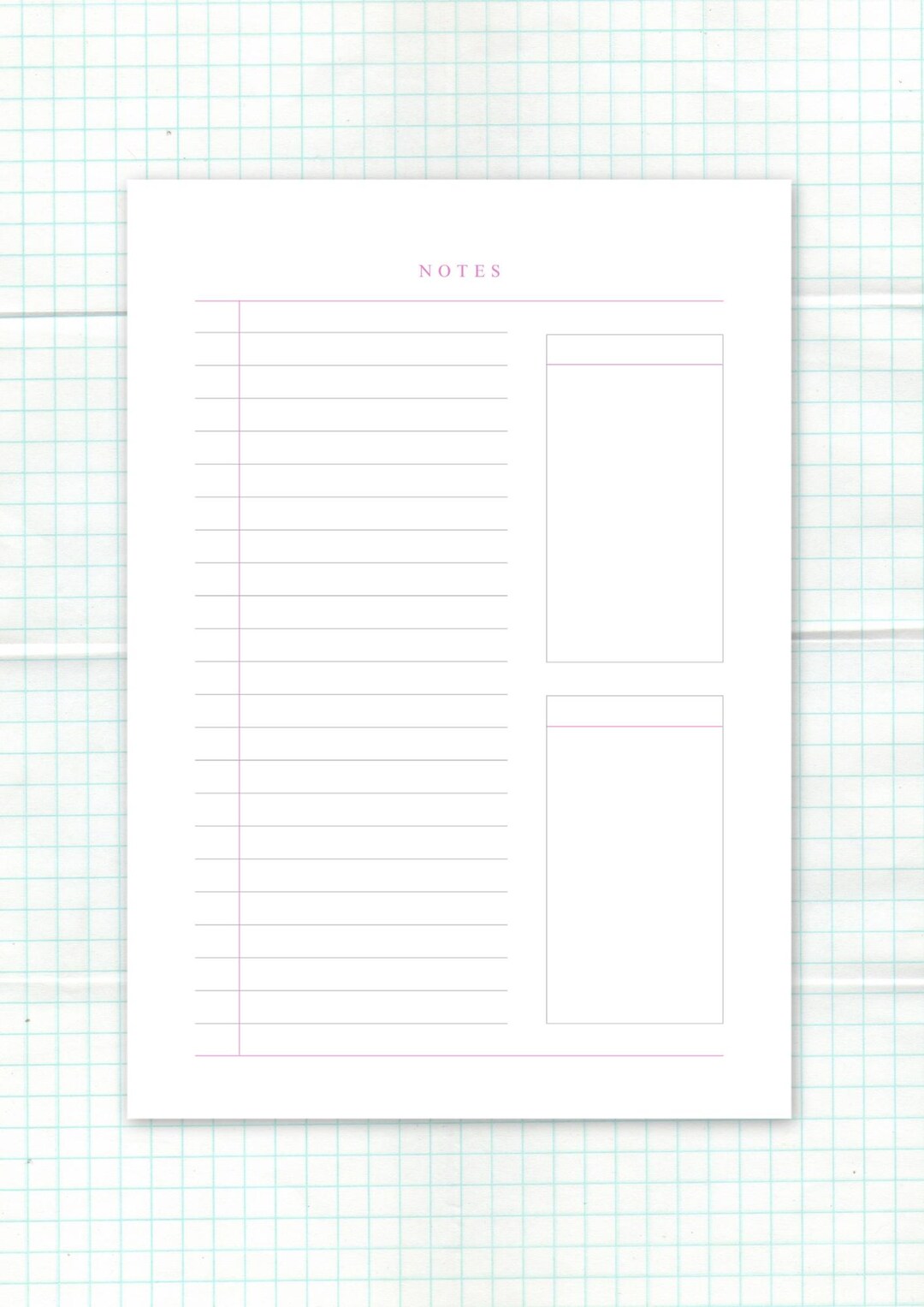 Pink Notes Paper Printable, Notes Planner Insert, Lined Paper Printable ...