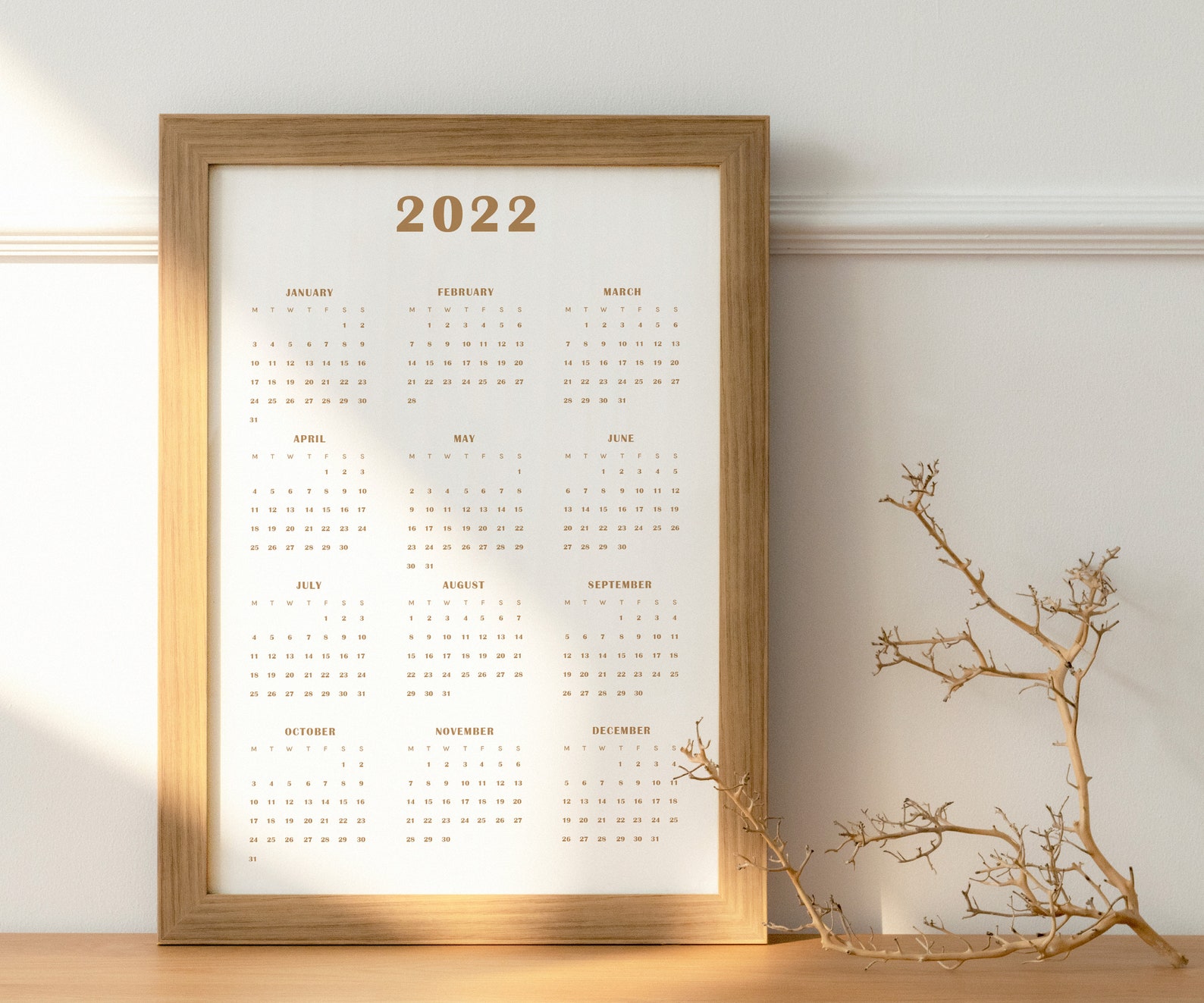2022-23 Printable Brown Calendar, Yearly Planner, A3, A4, A5, Letter ...