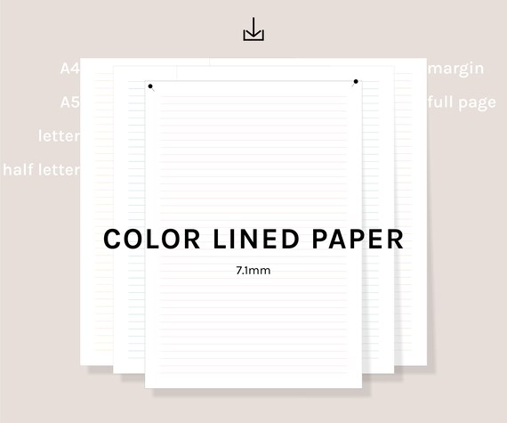 Printable Color Lined Paper Lined Sheet Digital Paper | Etsy