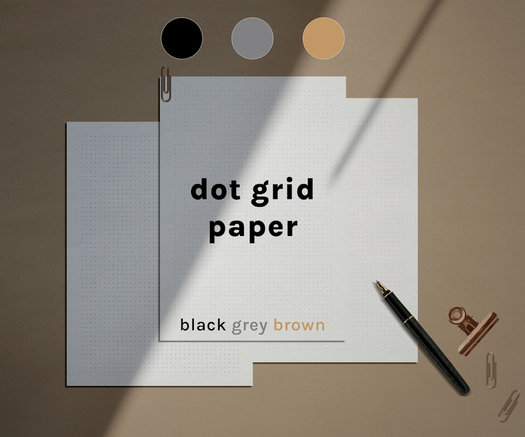 Printable Dot Grid Paper - Black, Gray, Brown Dotted Paper - Dot Sheet ...