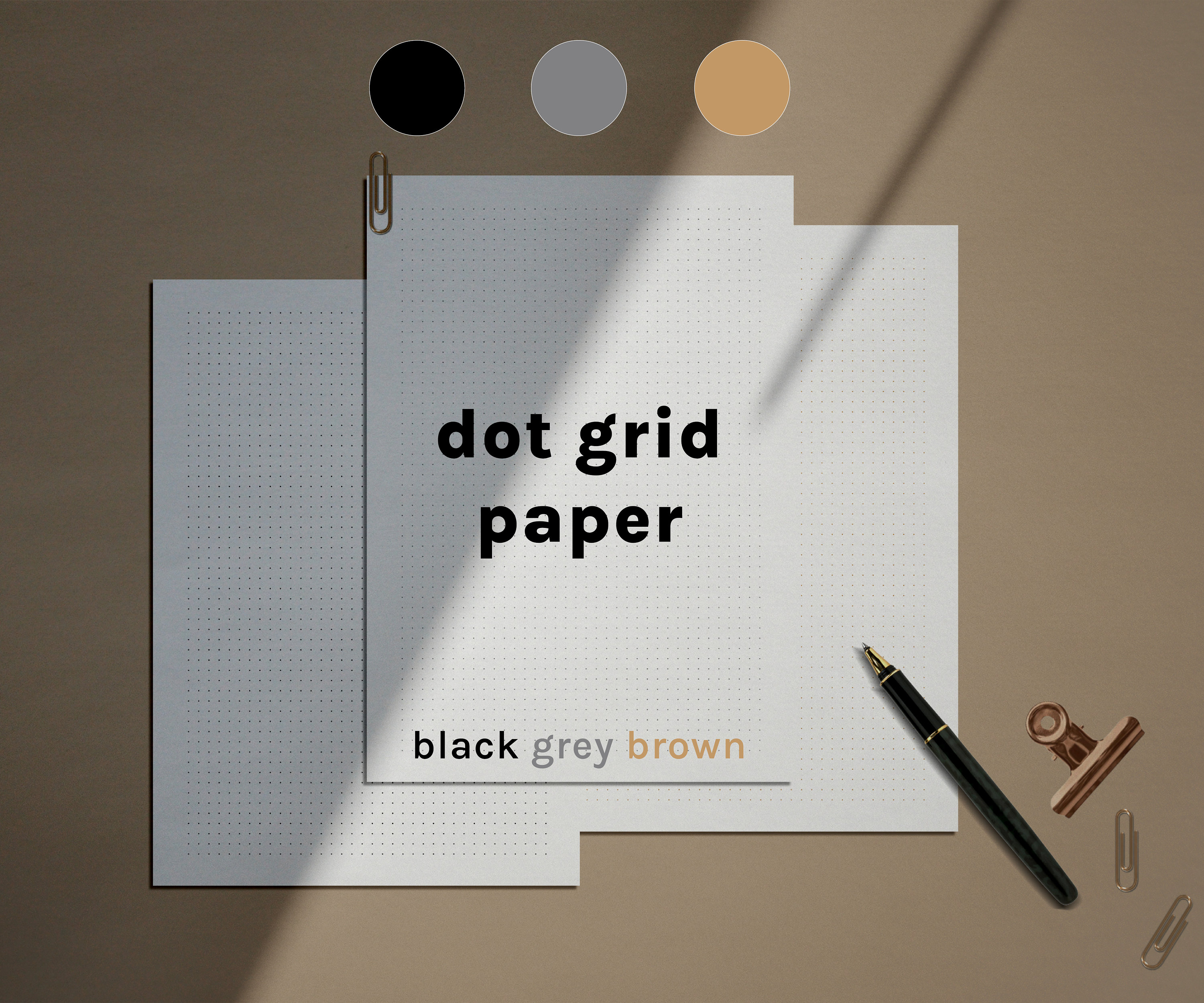 Printable Dot Grid Paper - Black, Gray, Brown Dotted Paper - Dot Sheet ...