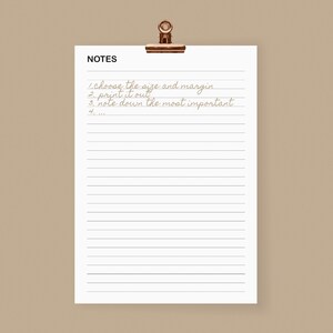 Notes Paper Printable, Lined Note Page, Notes Planner Insert, Study ...