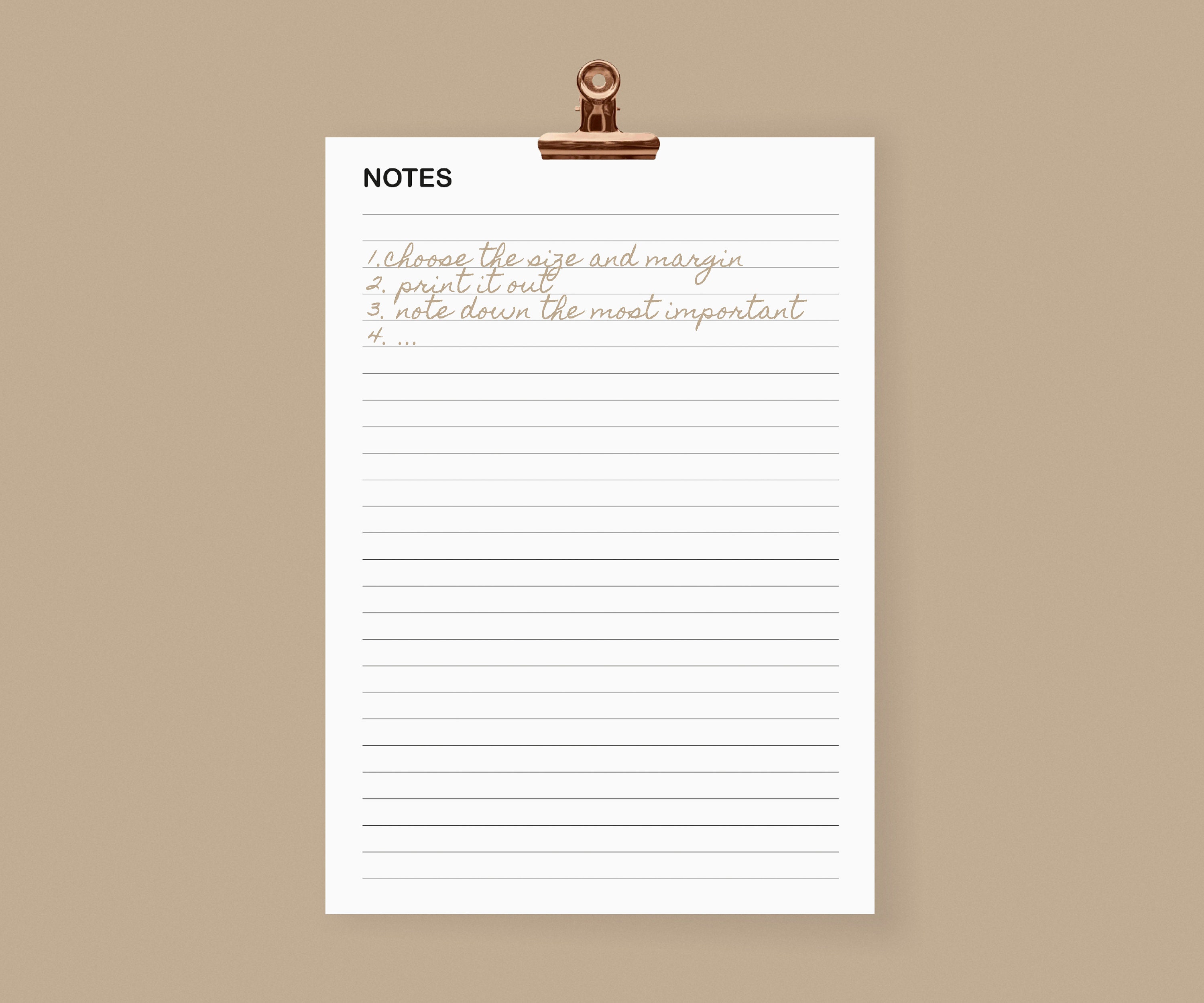 Notes Paper Printable, Lined Note Page, Notes Planner Insert, Study ...
