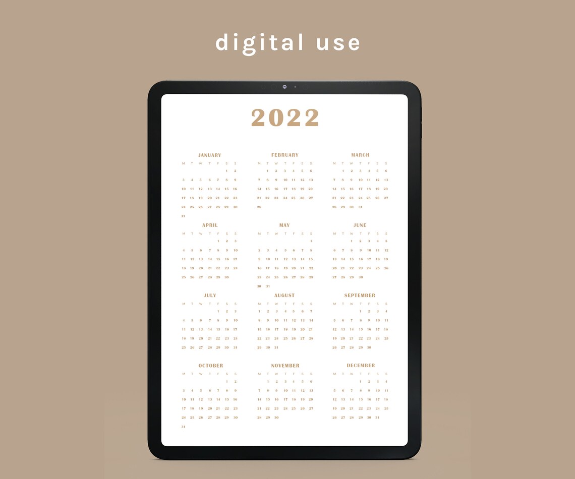 2022-23 Printable Brown Calendar, Yearly Planner, A3, A4, A5, Letter ...