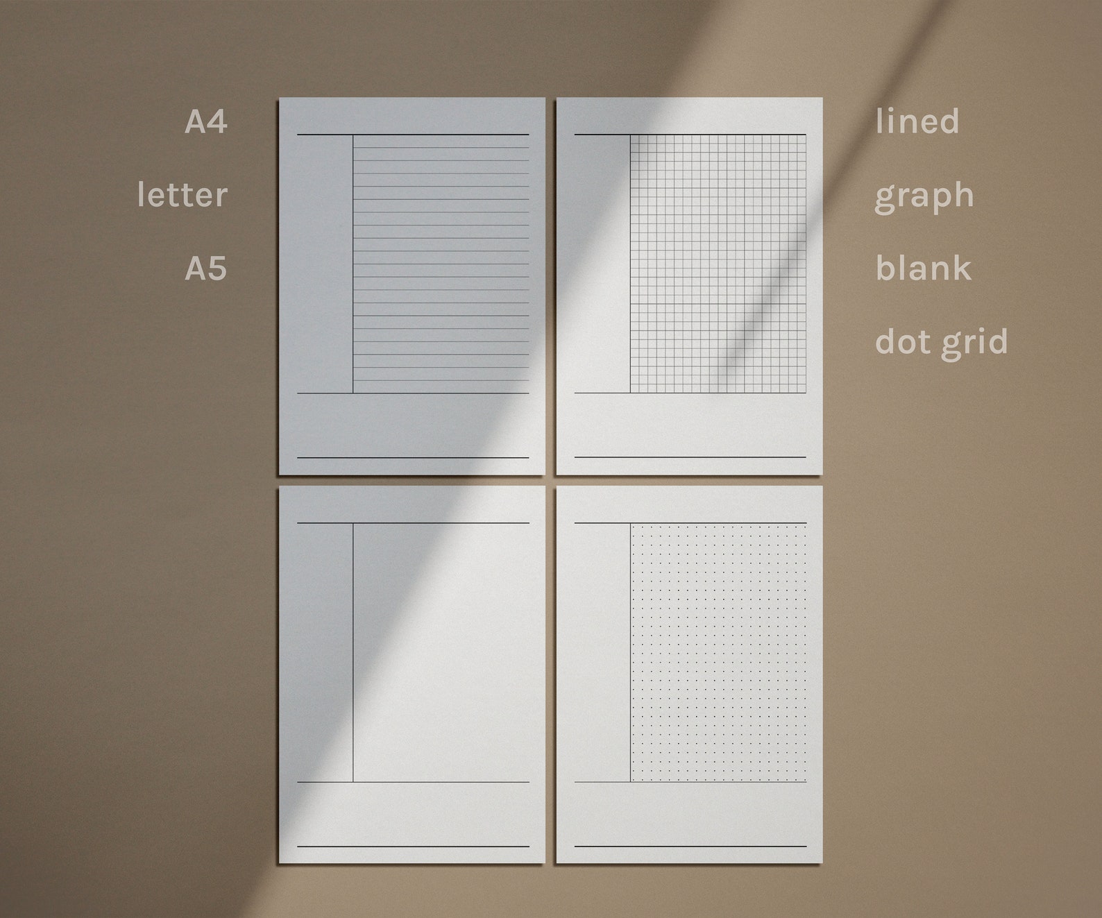 Printable Cornell Notes Paper Bundle, Lined, Graph, Dot Grid and Blank ...