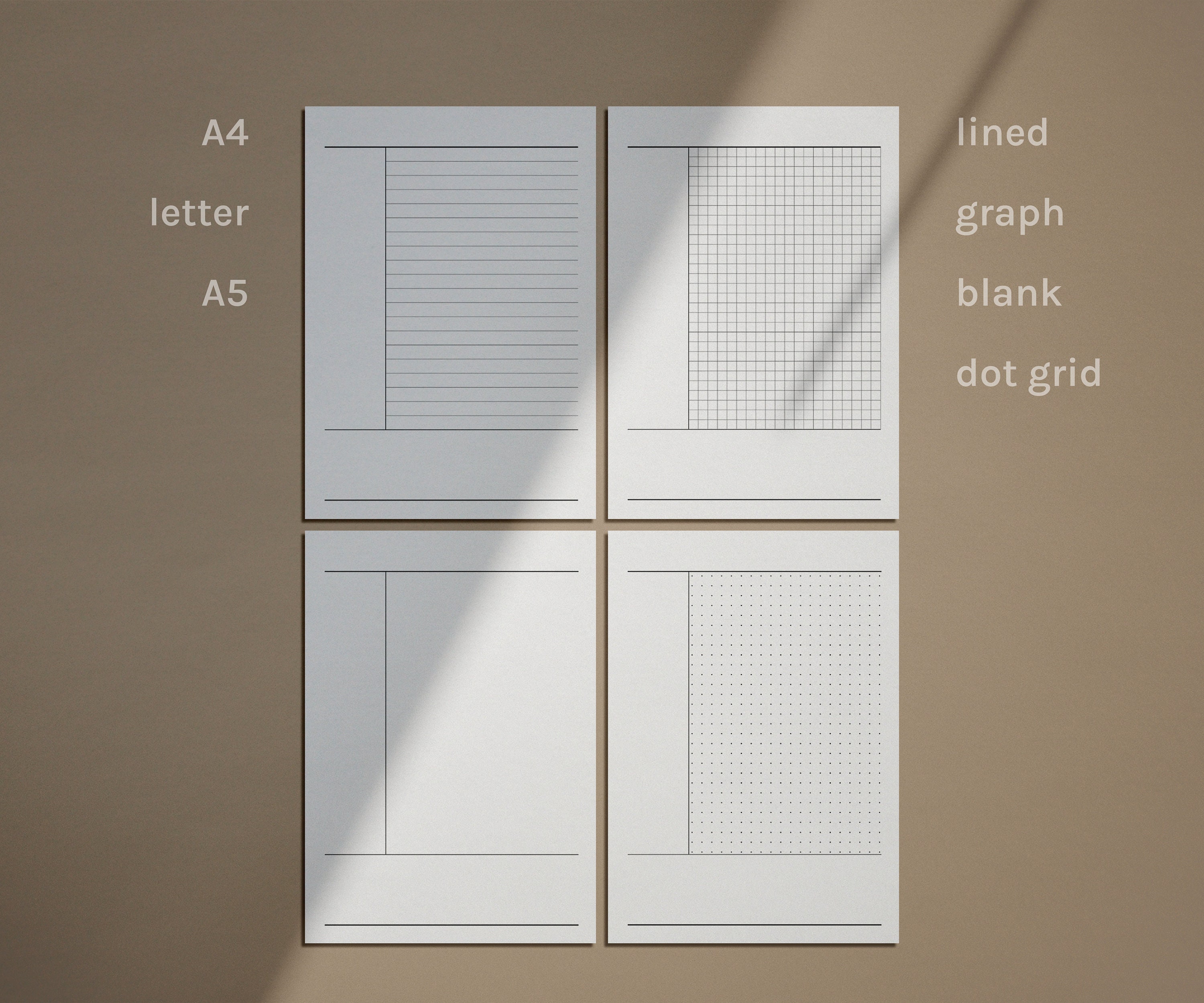Printable Cornell Notes Paper Bundle, Lined, Graph, Dot Grid and Blank ...