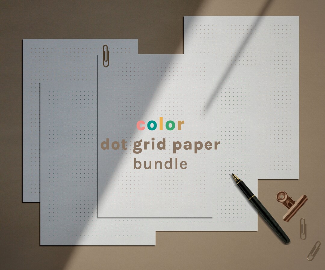 Printable Colored Dot Grid Paper | Journal Pages | Yellow, Blue, Pink ...