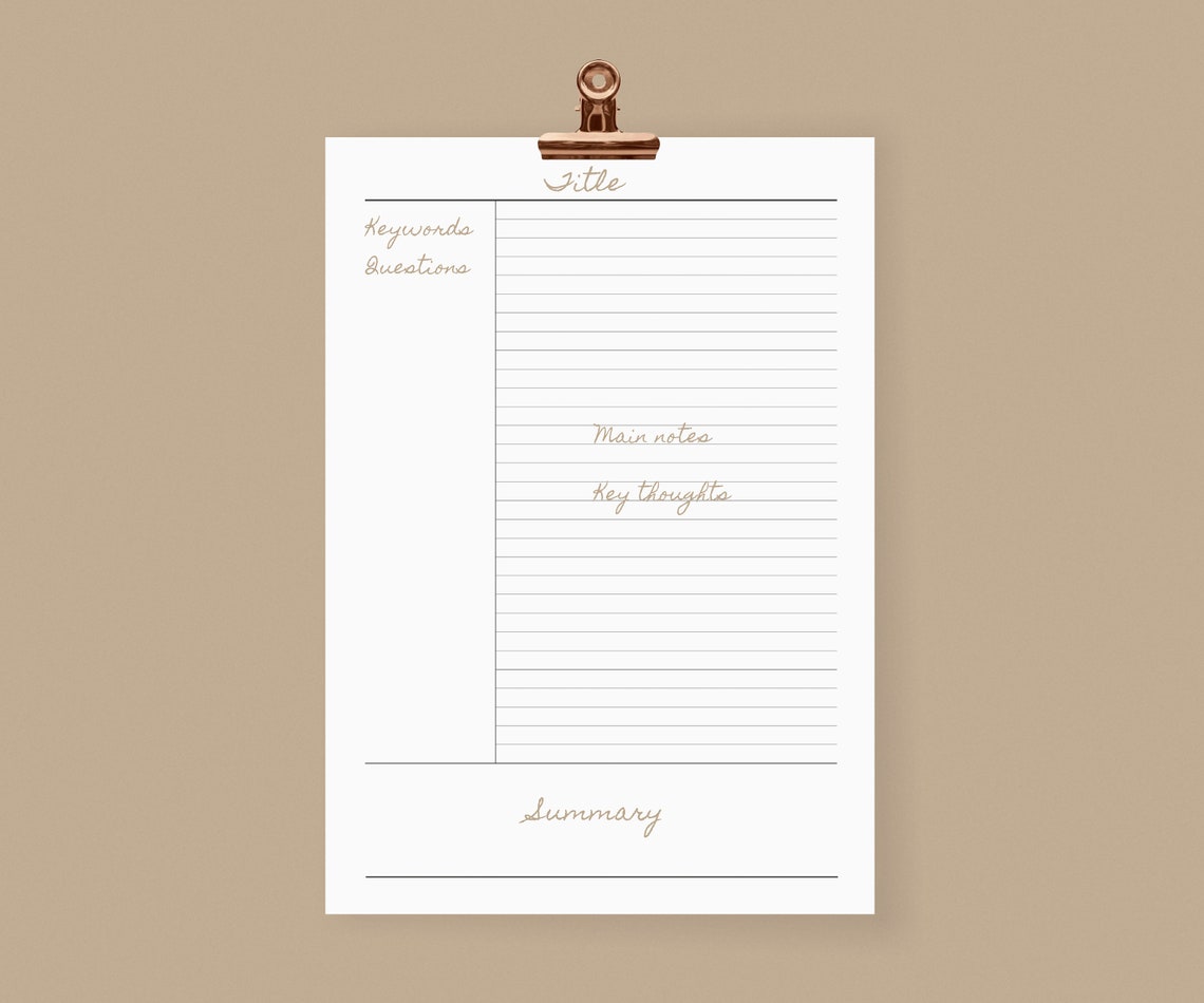 Printable Cornell Notes Paper Bundle, Lined, Graph, Dot Grid and Blank ...