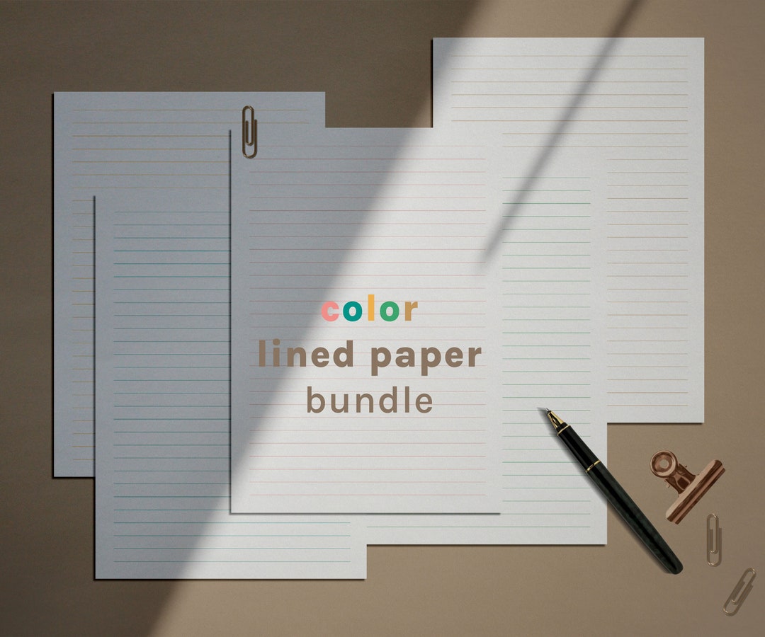 Printable Color Lined Paper, Lined Sheet, Digital Paper, Journal ...