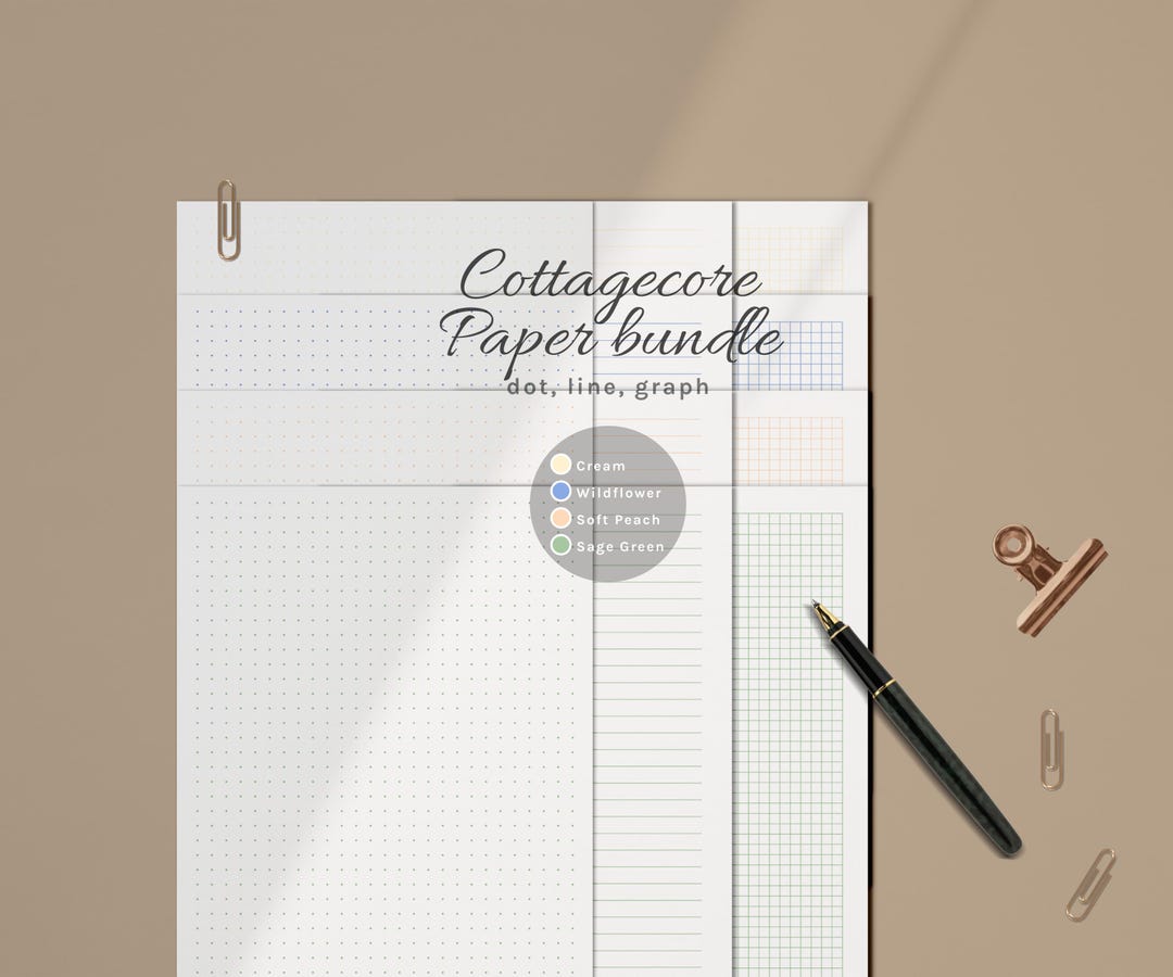 Cottagecore Printable Papers | Dot Grid, Lined & Graph Templates ...