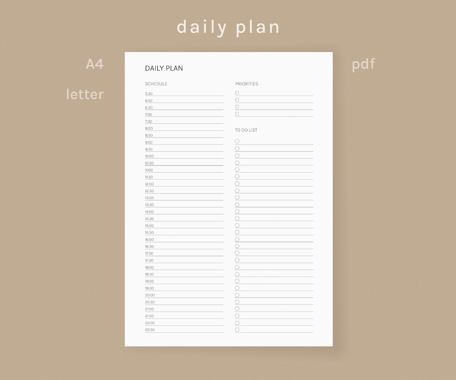Daily Half-hour Printable Planner, Half-hour Schedule, Daily to Do List ...