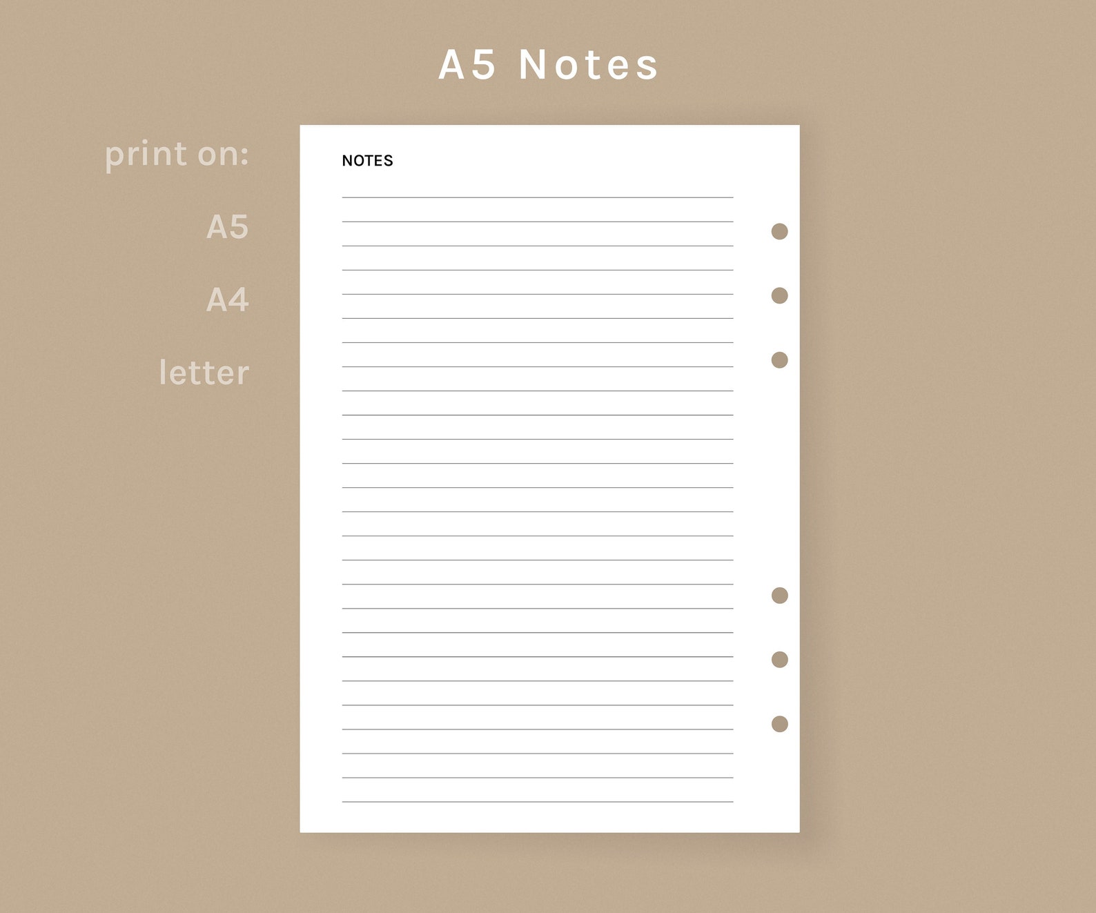 Printable A5 Lined Notes Planner Inserts | Study Note Template ...