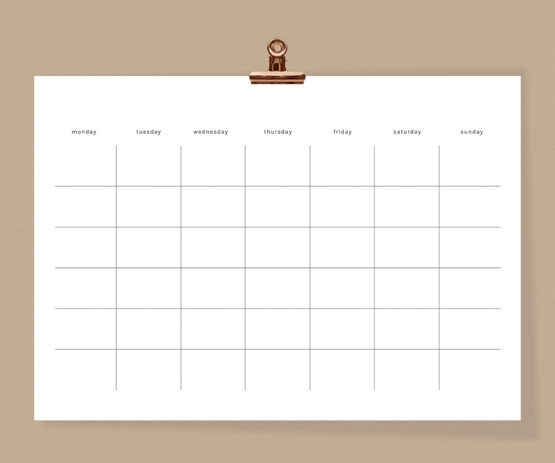 Printable Undated Calendar, Minimalist Calendar Template, Monday/sunday ...
