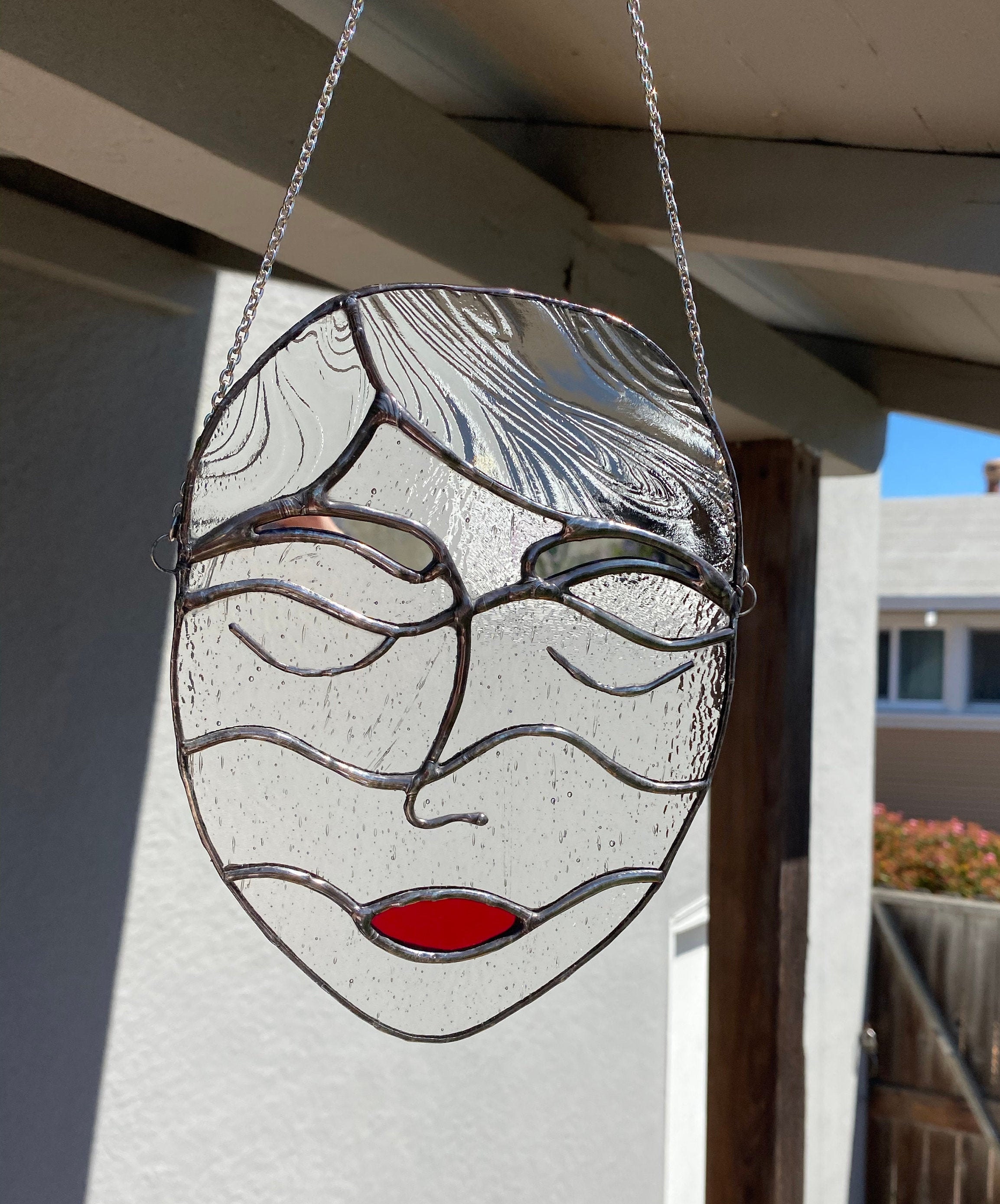 Woman's Face stained glass wall hanging window hanging | Etsy