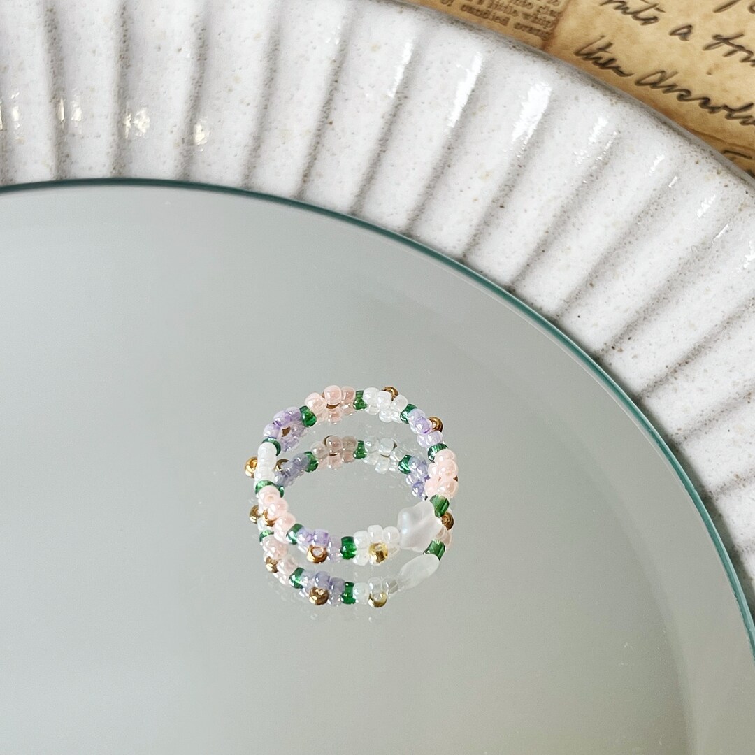 Handmade Beaded Ring Floral Ring Special Gift - Etsy