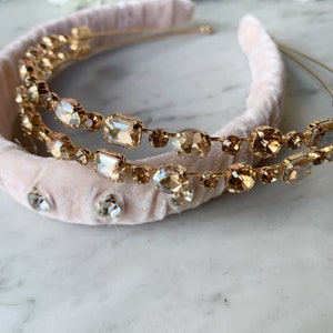 Crystal Double Headband Jeweled Bridal Headpiece Gold | Etsy