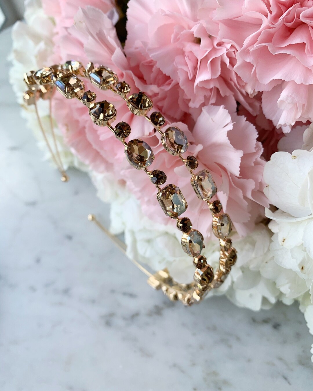 Crystal Double Headband, Jeweled Bridal Headpiece, Gold Wedding Tiara ...