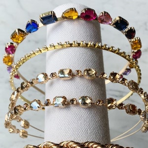 Crystal Double Headband Jeweled Bridal Headpiece Gold | Etsy