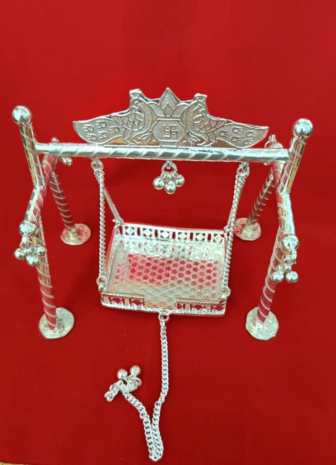 925 Pure Silver Handmade Bal Gopala Jhula, Little Krishna Swing, Child ...