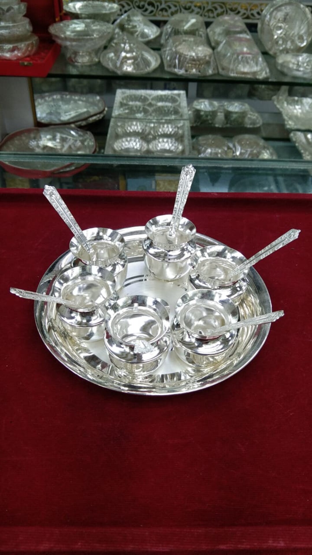 Pure Silver Kalash With Spoon (loti)in Thali, Silver Kalasam for Home ...