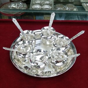 Pure Silver Kalash With Spoon (loti)in Thali, Silver Kalasam for Home ...