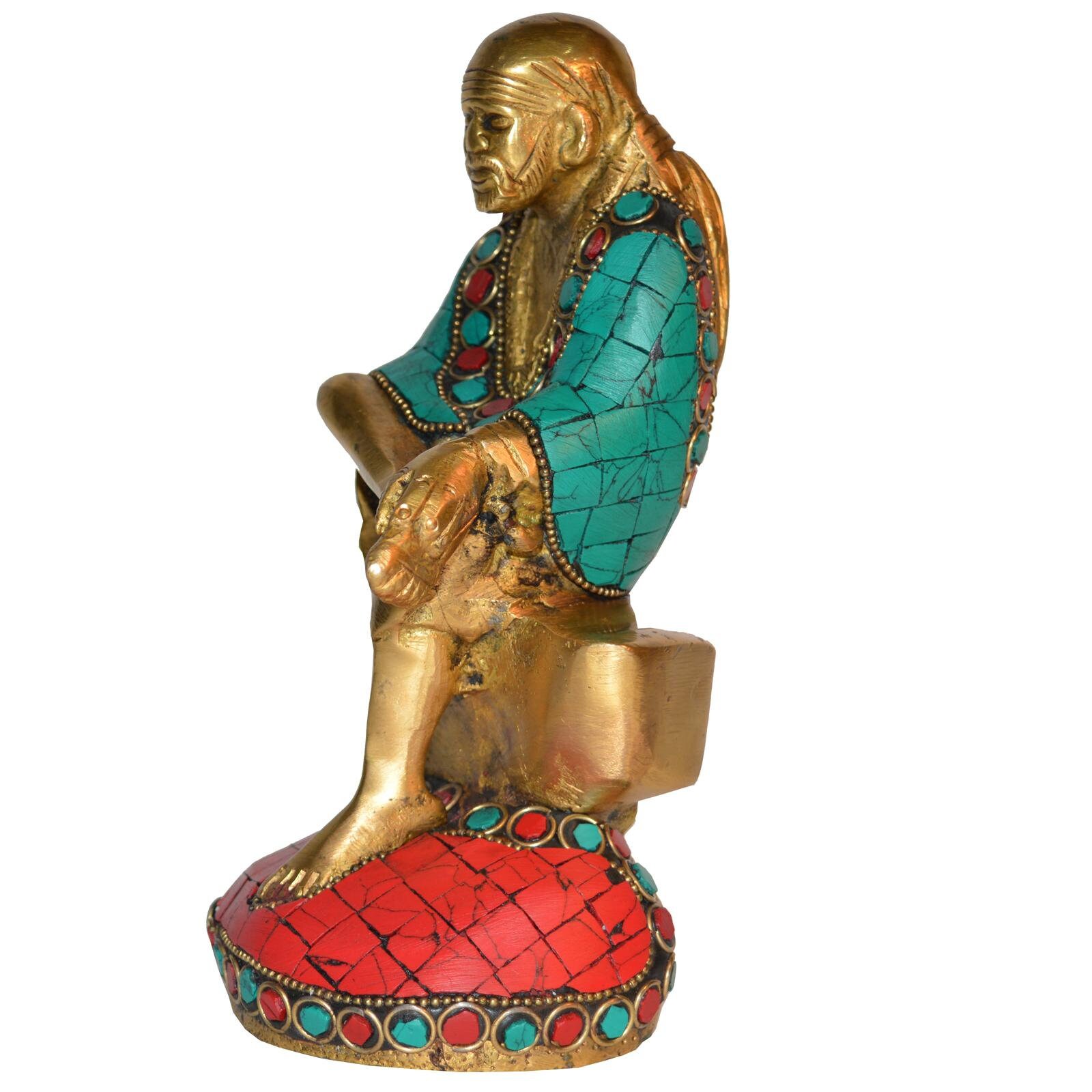 Brass Sitting Sai Baba Statue With Stone Work - Etsy