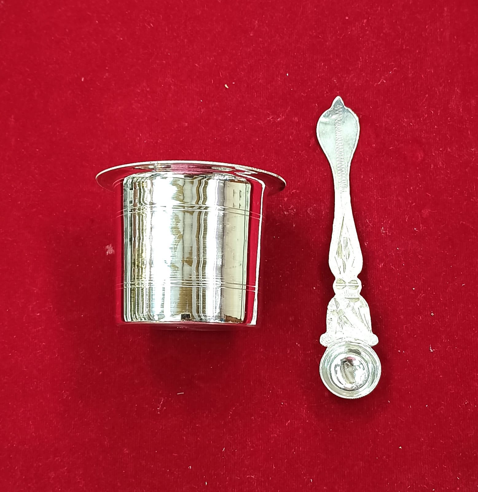 Pure Silver Panchpatra With Aachmani for Pooja Purpose Usage and Daily ...