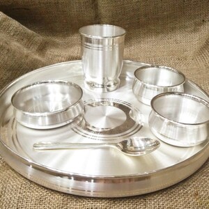 999 Pure Silver Dinner Set / Utensils Silver Thali Set - Etsy