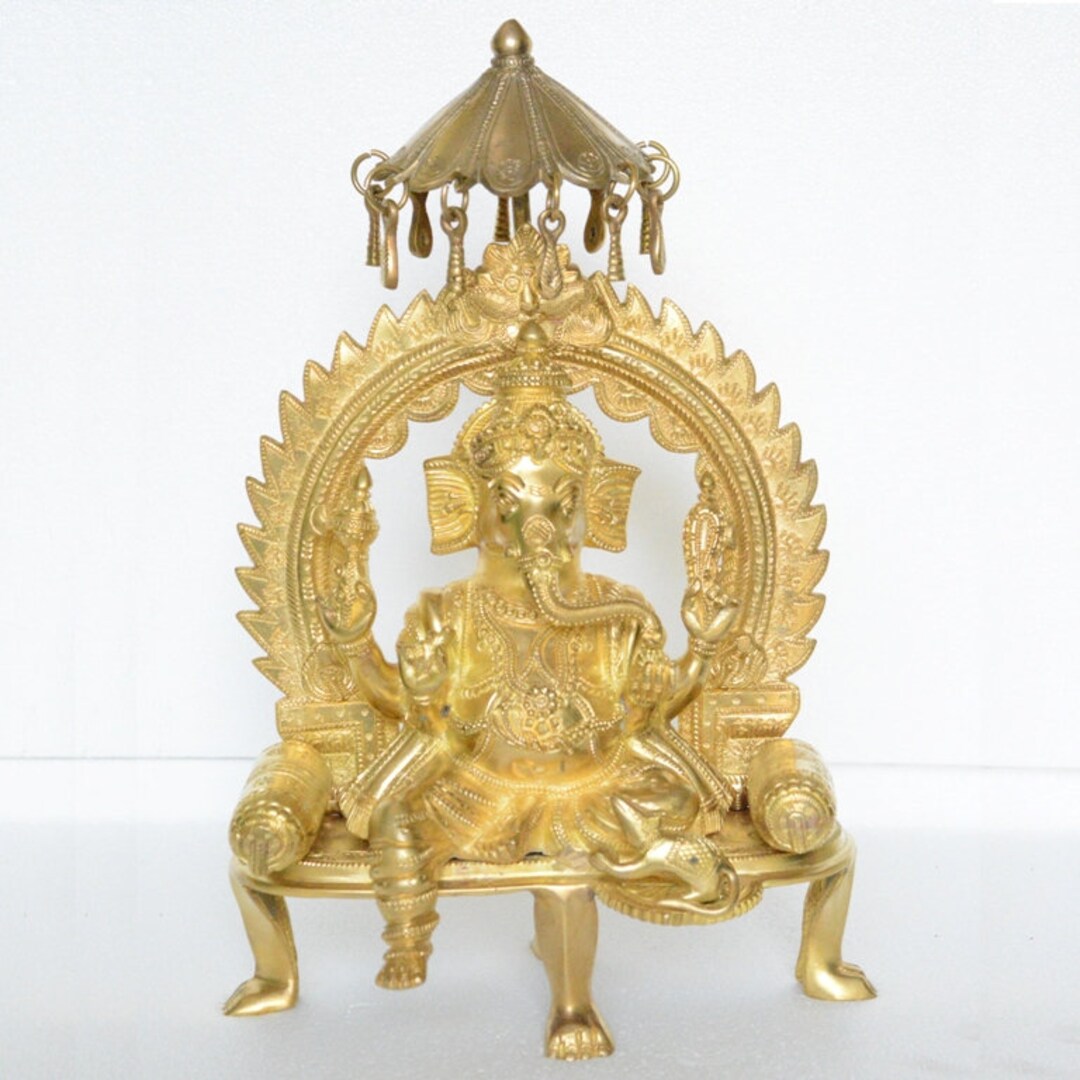 Lord Ganesha Sitting on Brass Throne - Etsy